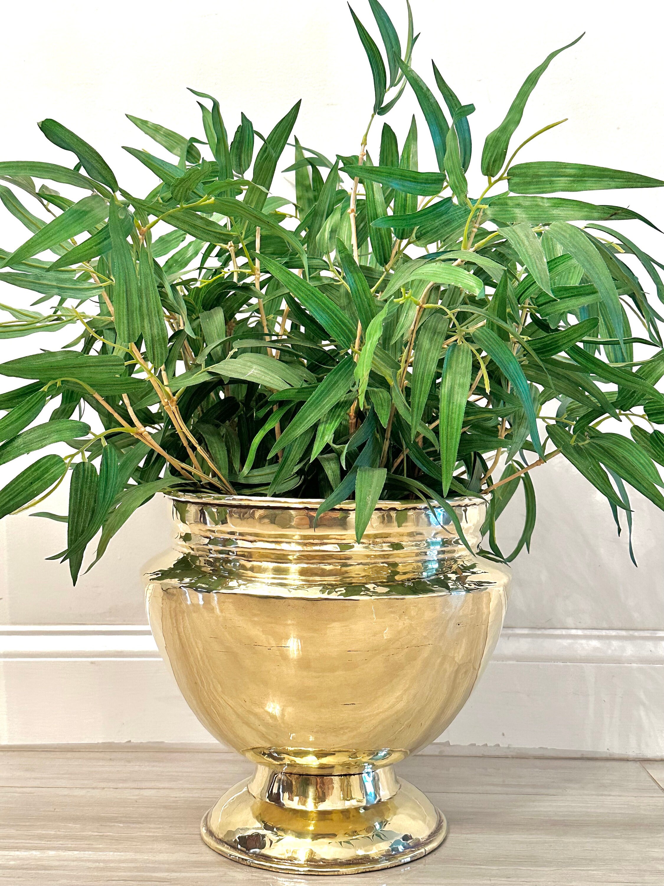 13 Inch Plain Design Brass Flower Pot Brass Planter Brass Pot Brass Decor Contemporary Pot