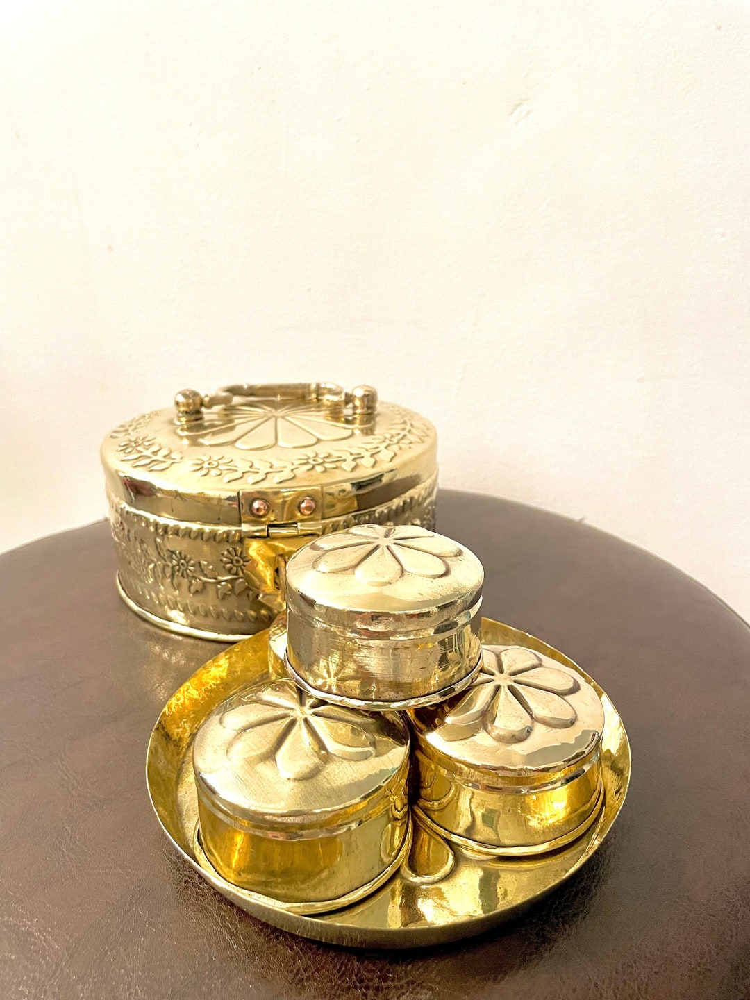 6 Brass Spice Box Set Completely Handmade 100% Brass - Etsy