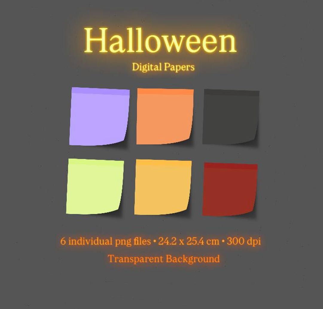 Halloween Sticky Notes PNG, Transparent Background (digital Download ...