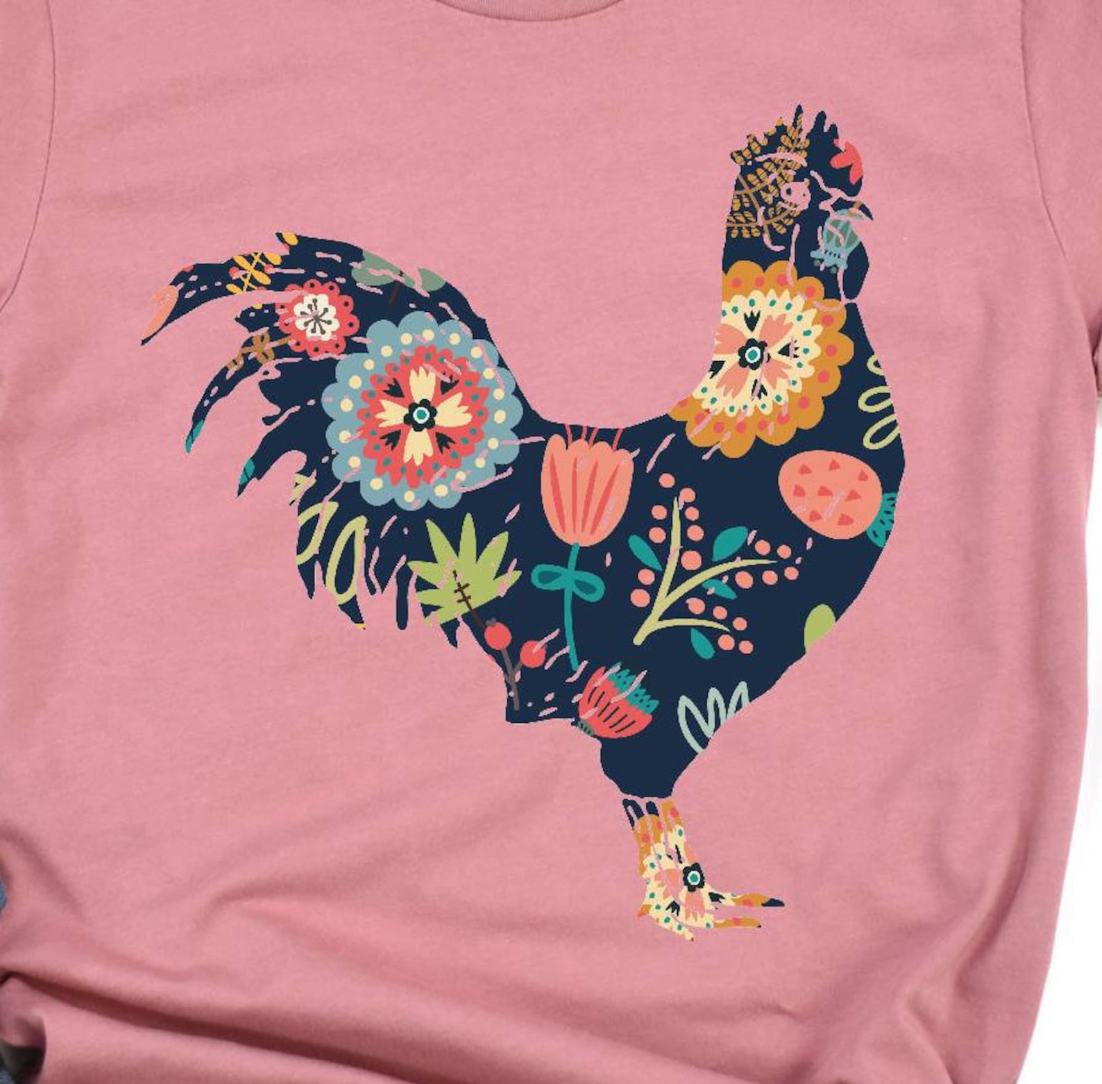 Chicken Shirt, Floral Chicken Shirt, Chicken Lover Shirt, Chicken Mom ...