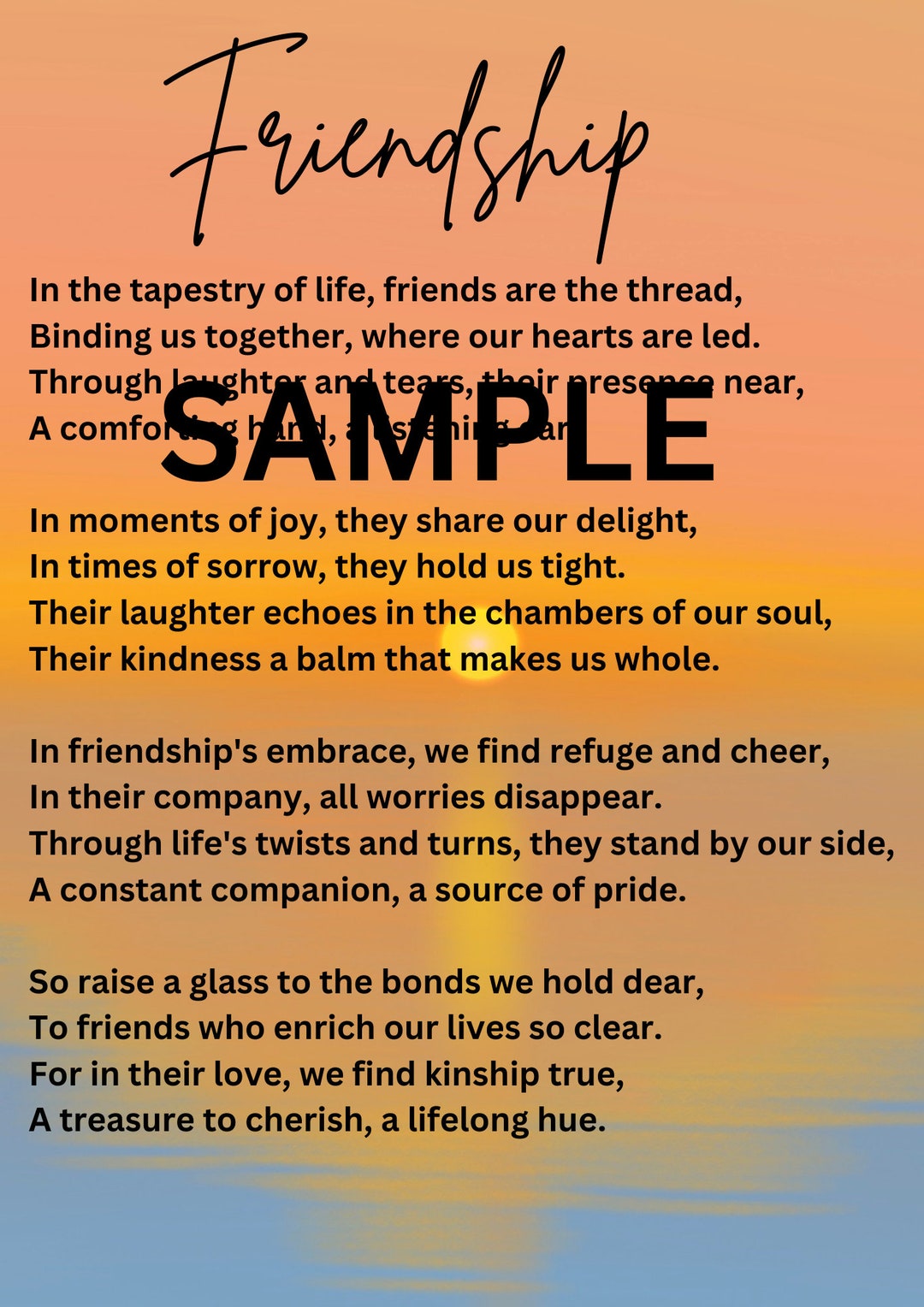 Friendship Poem - Etsy