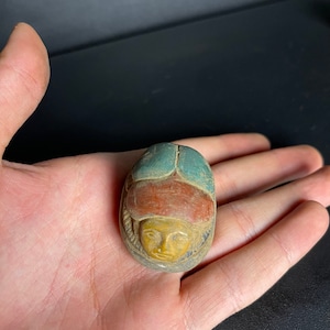 Amazing Smiling Face Egyptian Scarab Made of Natural Stone - Amazing ...