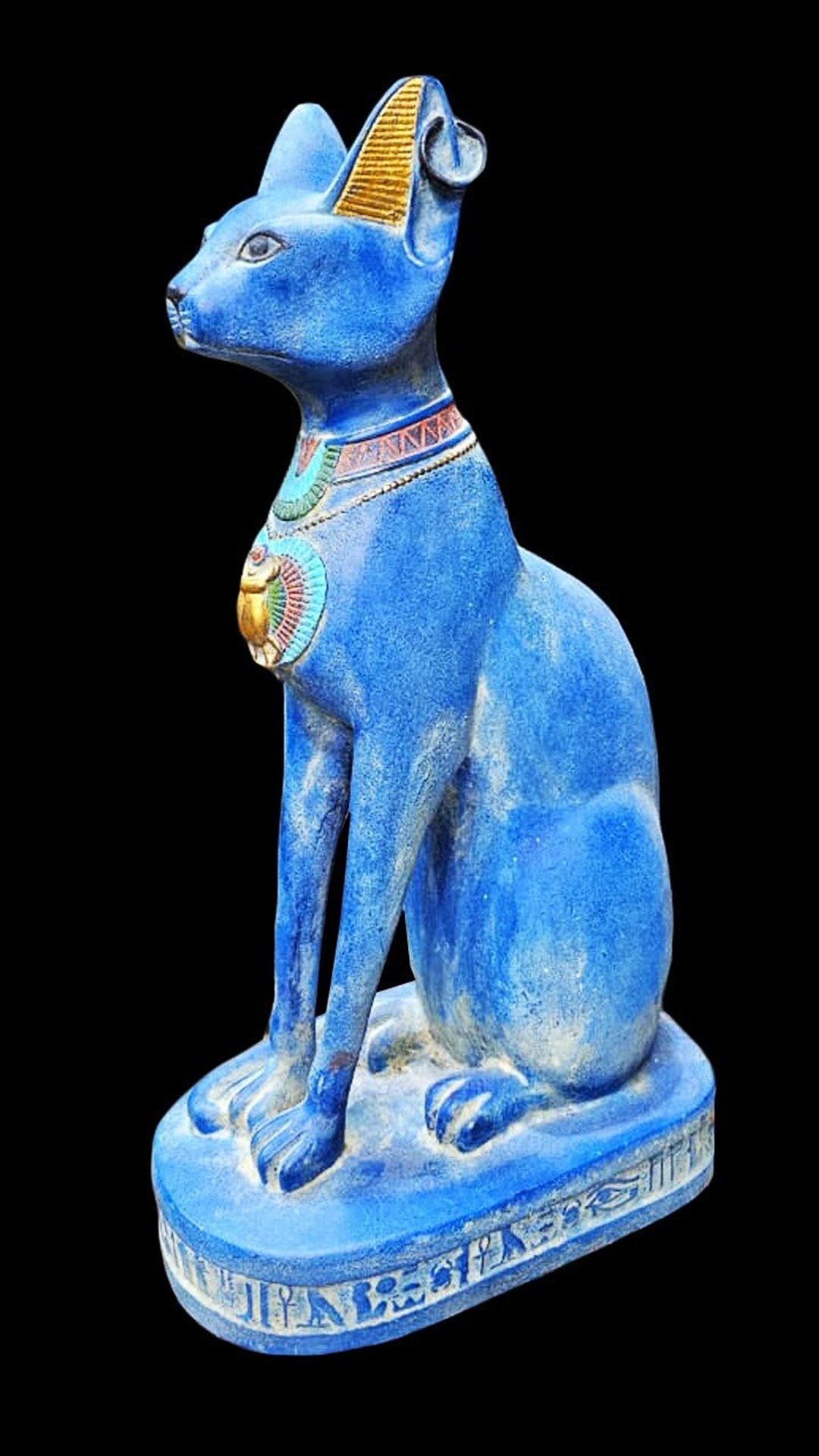 Blue Egyptian Cat BASTET GODDESS of Protection With the Scarab and the ...