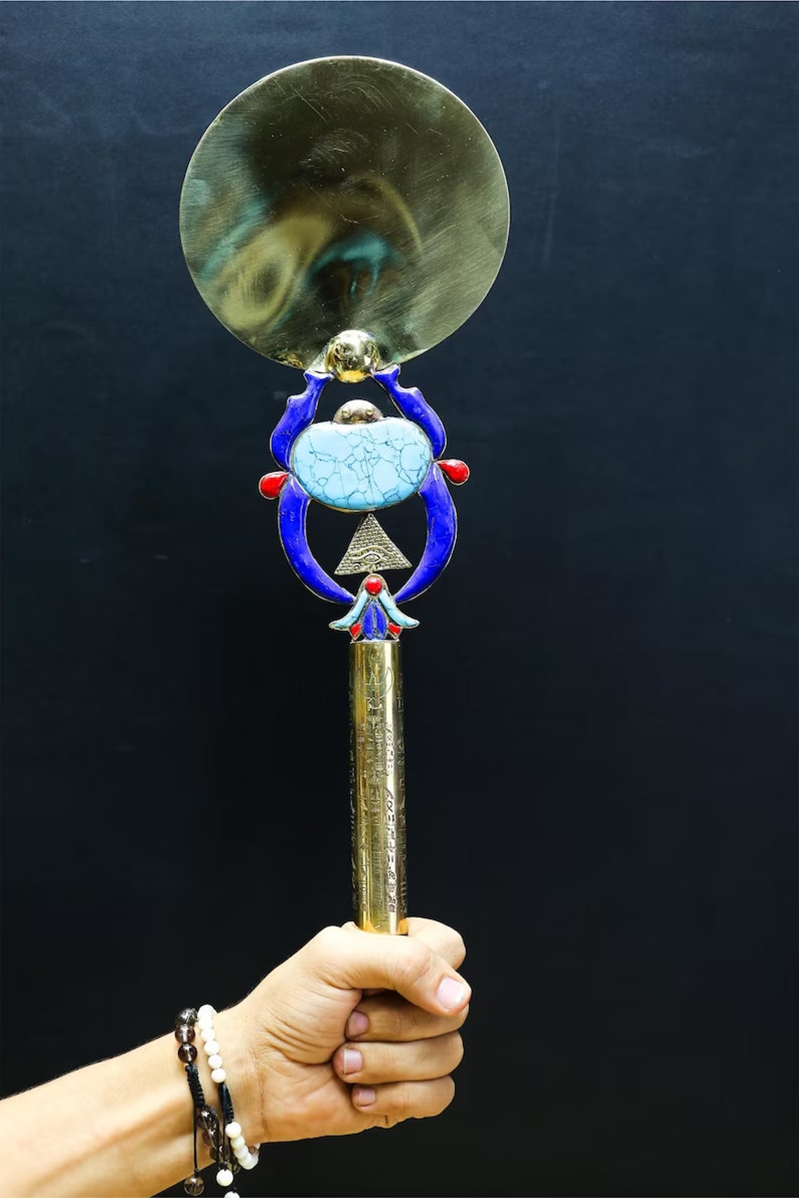 Goddess Hathor's Mirror With Scarab and Pyramid, Magical Mirror of ...