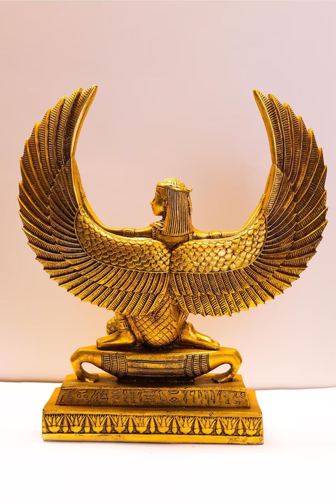 Golden Egyptian Goddess ISIS Winged Altar Statue, ISIS Statue With ...