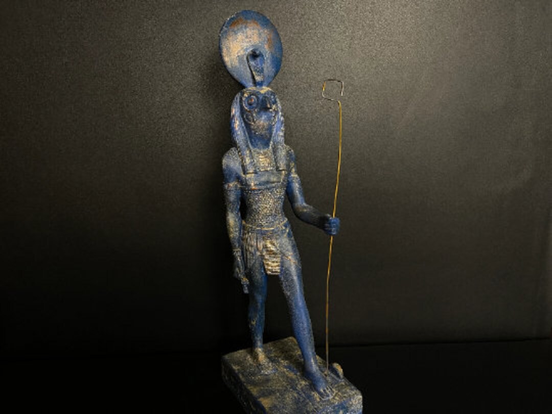 RA the God of Sun Wearing Sun Disk With a Falcon Face - Altar Statue ...