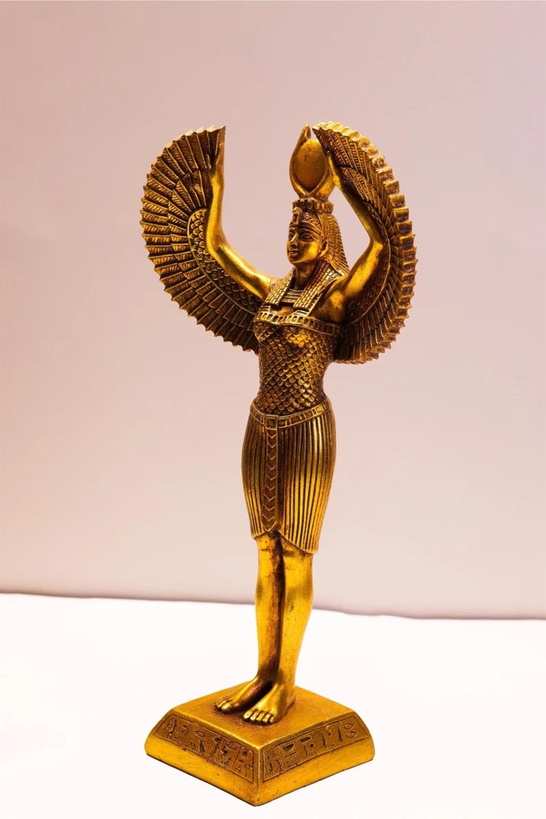 Golden Egyptian Goddess ISIS Winged Altar Statue, ISIS Statue With ...