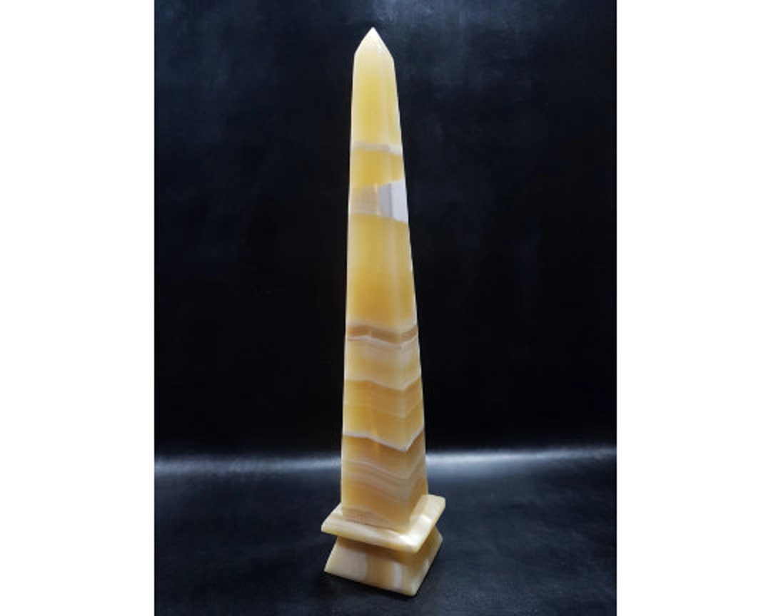Large Egyptian Alabaster Obelisk Hand Carved Inscriptions With the ...