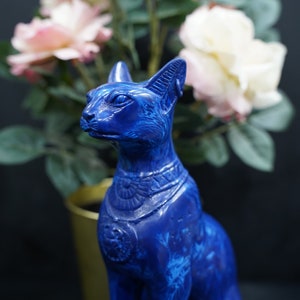 Blue Bastet Cat, Goddess Bastet Egyptian Cat. Egyptian Cat Statue for ...