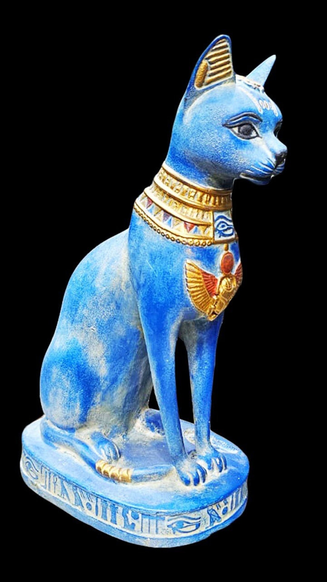 Blue Egyptian Cat BASTET GODDESS of Protection With the Scarab and the ...