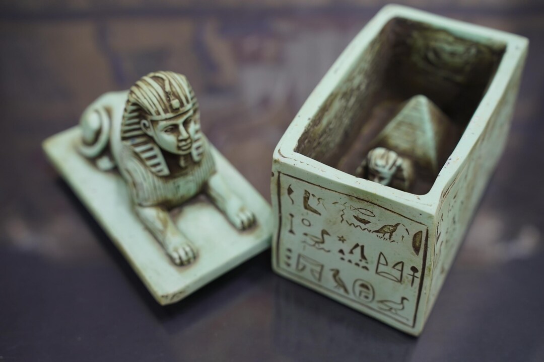 Sphinx Jewelry Box With Pyramids – Egyptian Art Statues, Intricate ...