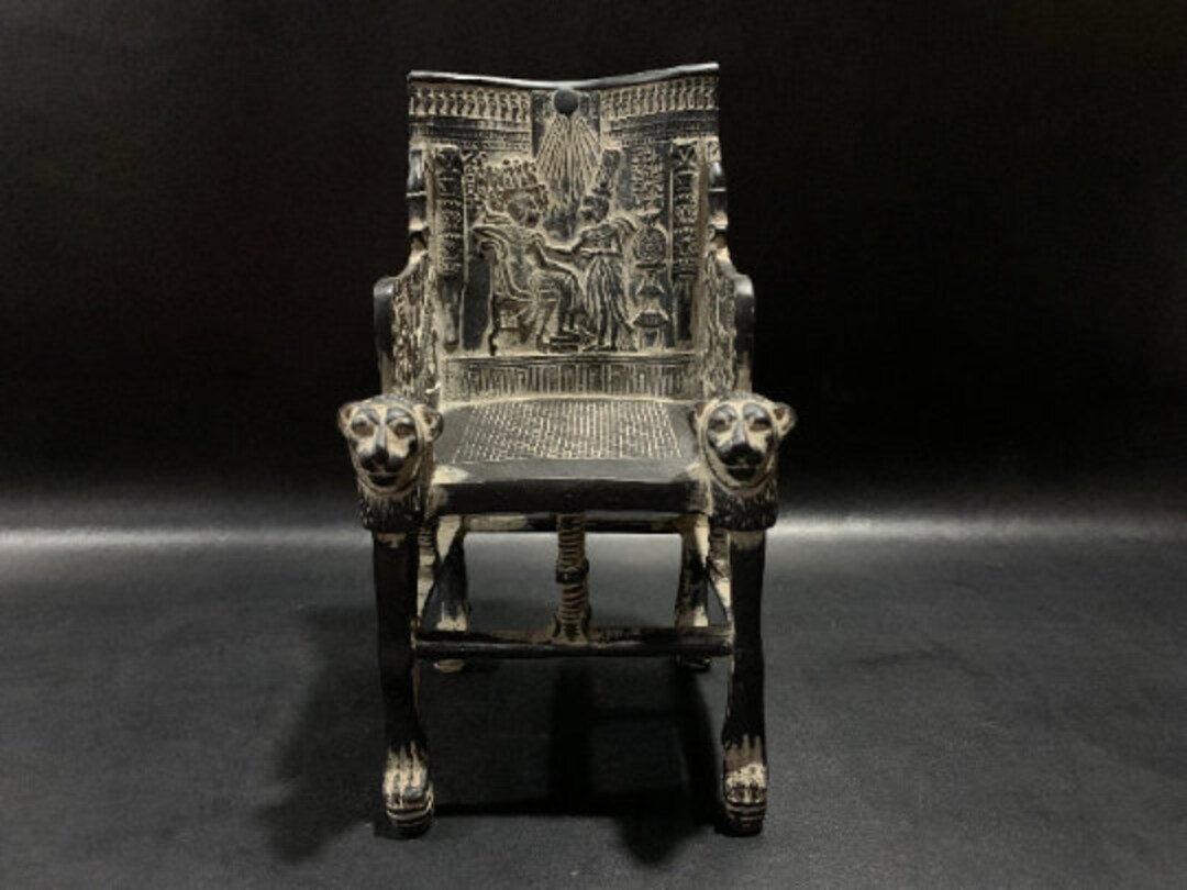 Replica King TUTANKHAMUN Throne With Sekhmet Lion Head the & Egyptian ...