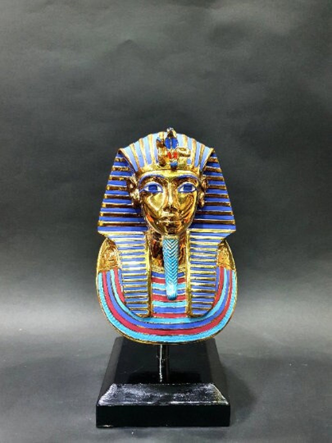 Amazing King Tutankhamun Mask - Handmade With the Wood Base - Replica ...