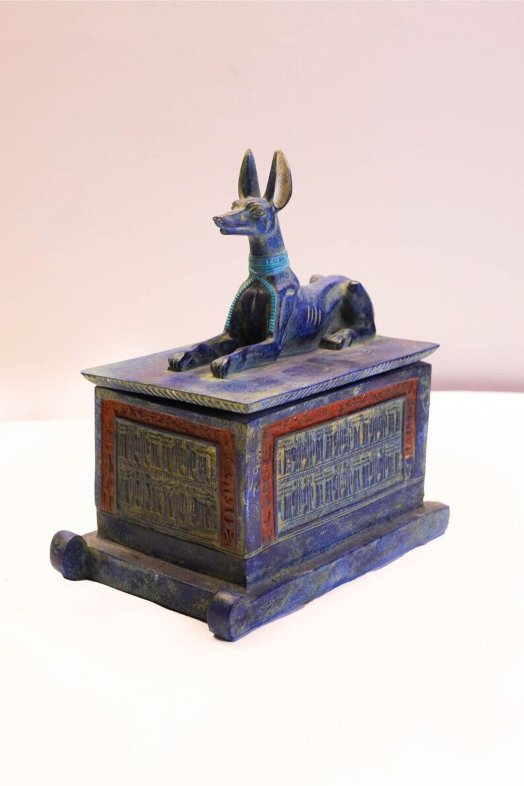Beautiful Blue Egyptian God Anubis Shrine, the God of Mummification ...