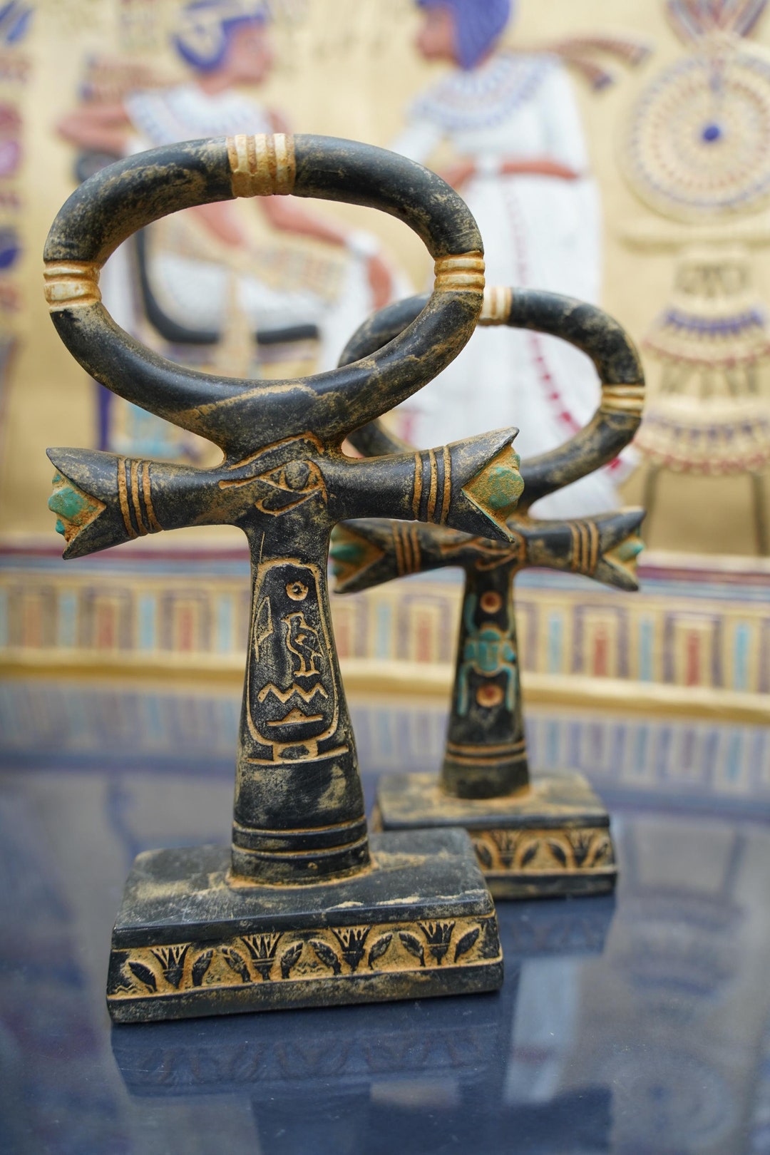 Two of Ankhs Sculptures – Handcrafted Egyptian Symbols, Key of Life ...