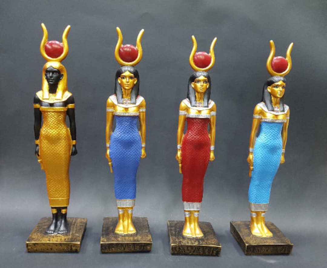 Painted HATHOR Goddess Statue - Four Colors Hathor Statue - Home Decor ...