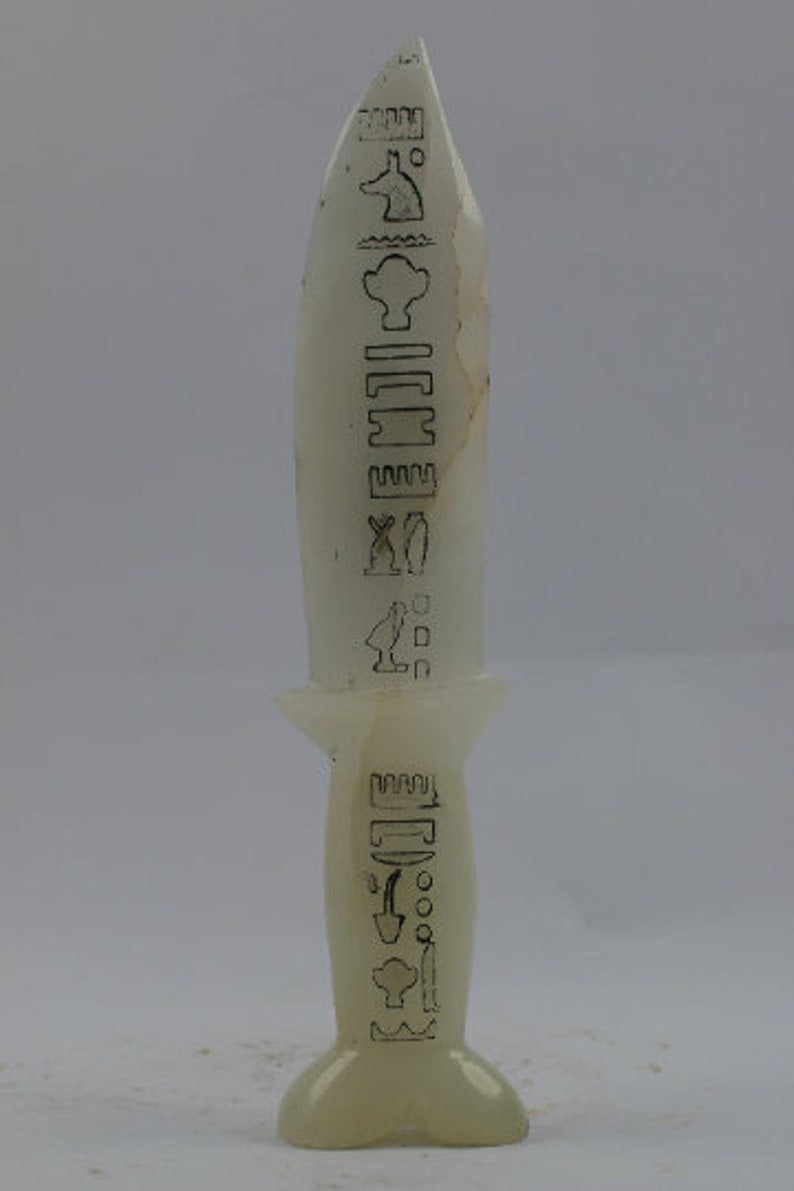 Ancient Egyptian Knife of Tut -hand Made of White Alabaster Stone With ...