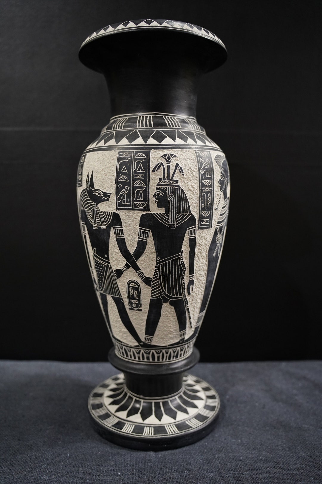 Basalt Vase With Egyptian Deities: Eternal Guardians of Myth and Magic ...