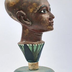 King TUTANKHAMUN Head Stands on the Lotus Flower, 11.8" Handmade ...