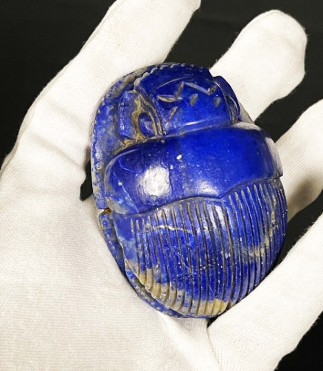 Egyptian Scarab Beetle Symbol of Good Luck Made of Real Lapis Lazuli ...