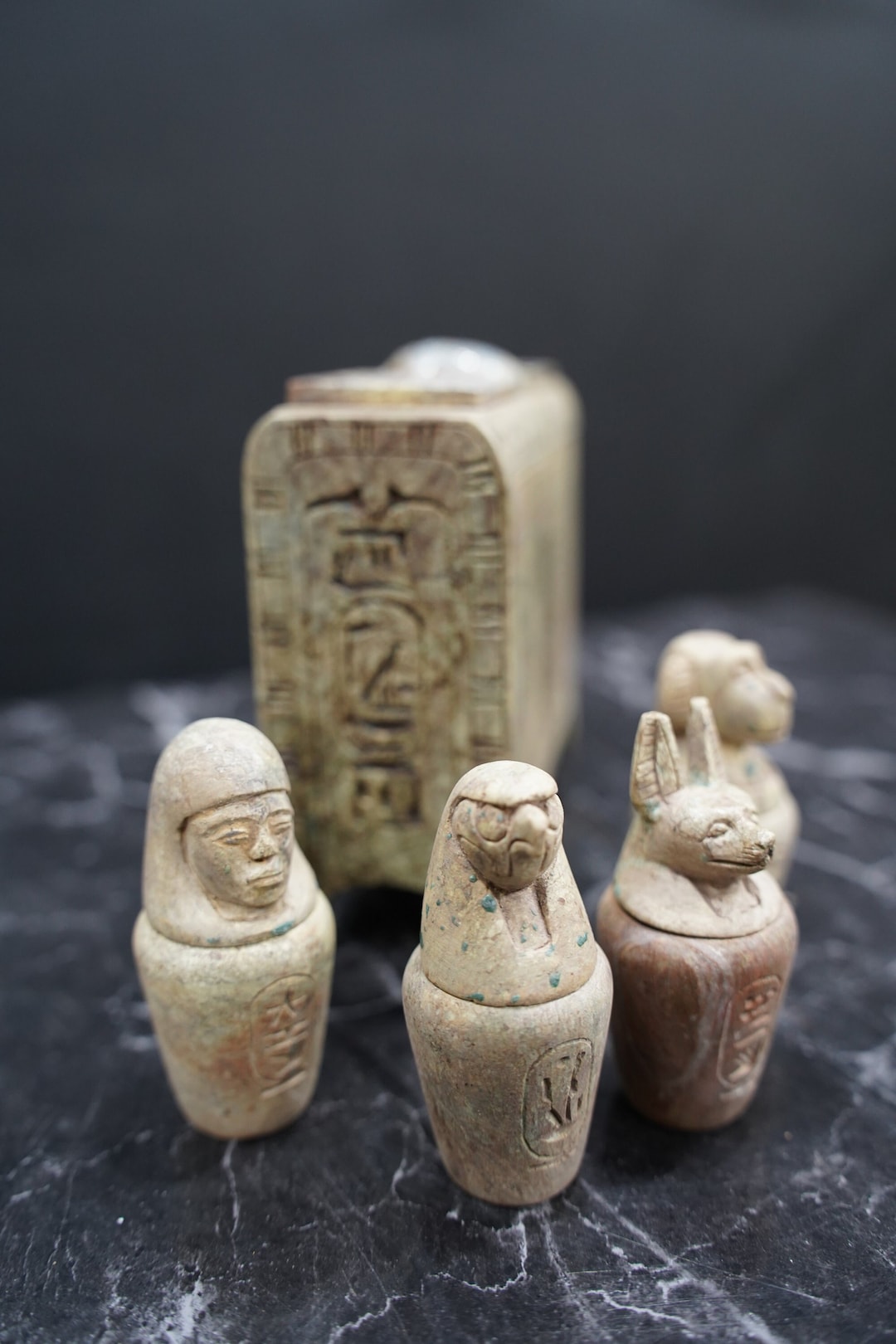 Marvelous Four Replica Canopic Jars With a Box Tomb With the Amazing ...