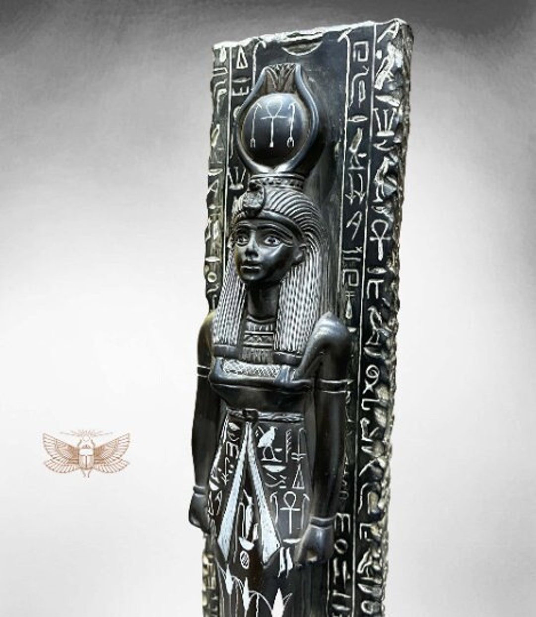 The Dark Egyptian Goddess Isis Statue With Egyptian Cartouche ...