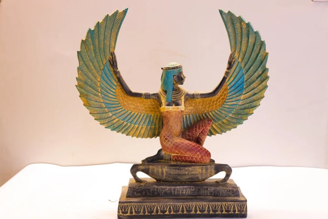 Ancient Egyptian Goddess Isis Statue Spreading Wings - Made by Egyptian ...
