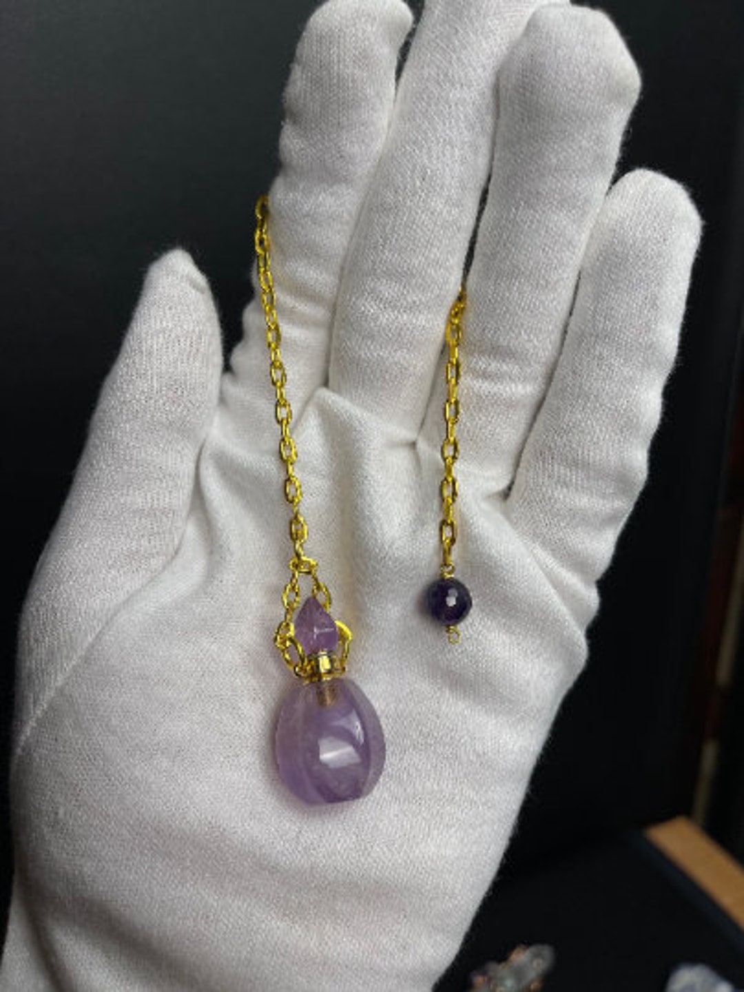 Tiny Crystal Quartz Amulet Made From Natural Quartz With the Oil Holder ...