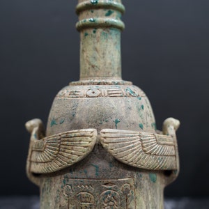 Enthralling Ancient Egyptian Lidded Jar With Captivating Hieroglyphic ...