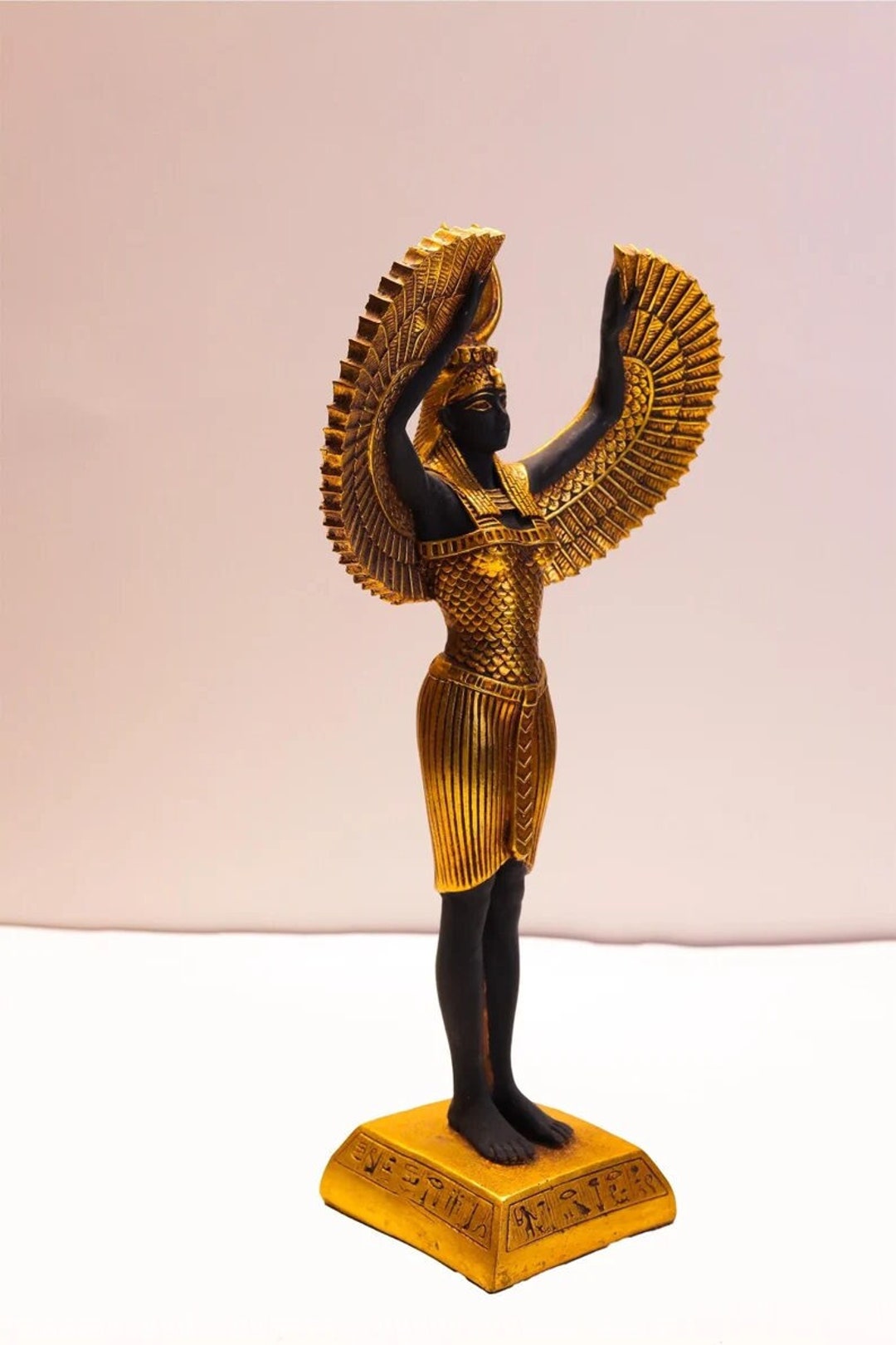 Black and Gold Egyptian Goddess ISIS Winged Altar Statue, ISIS Statue ...