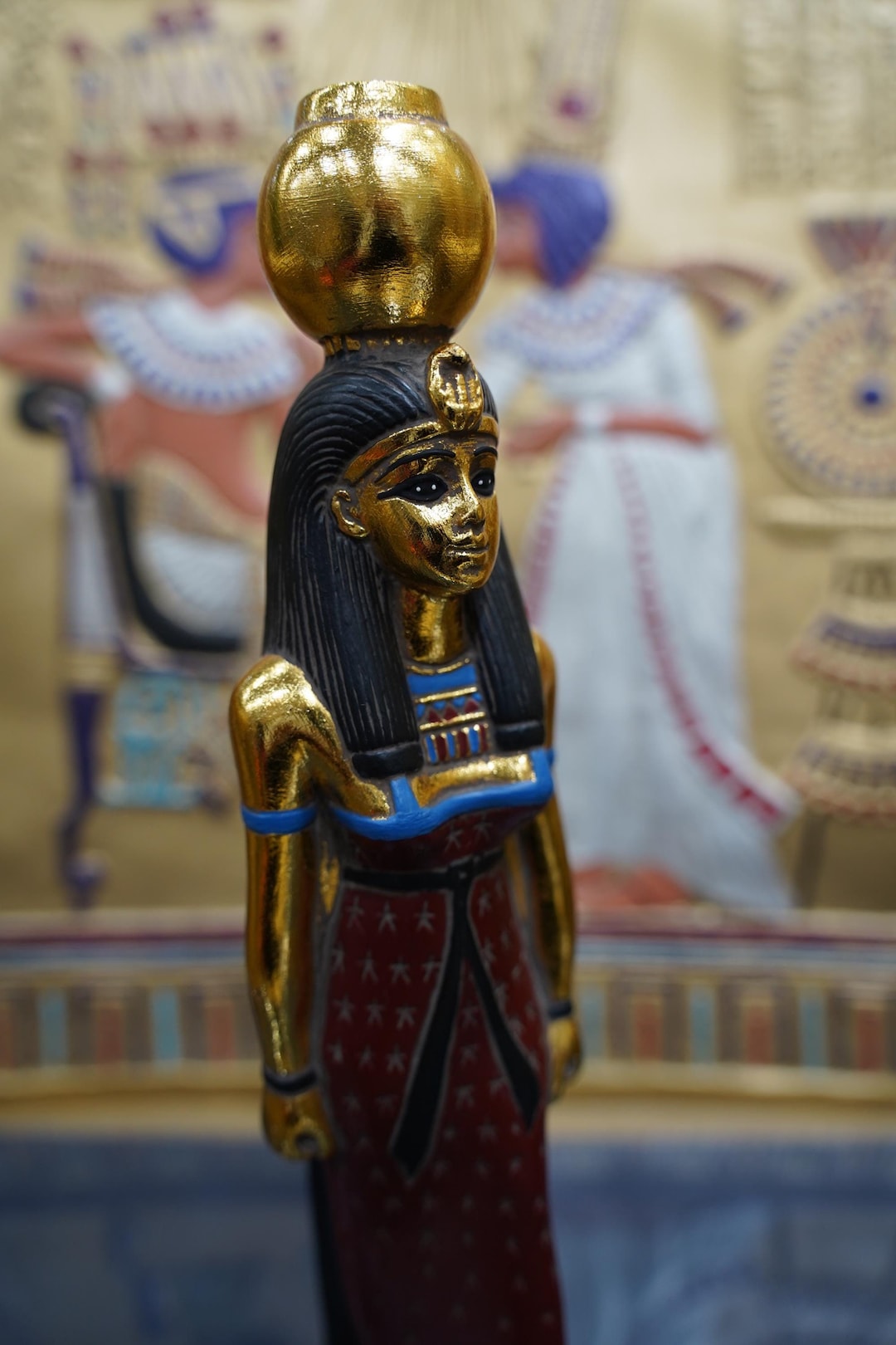 Goddess Nut Statue – Egyptian Sculpture With Color Accents and Gold ...