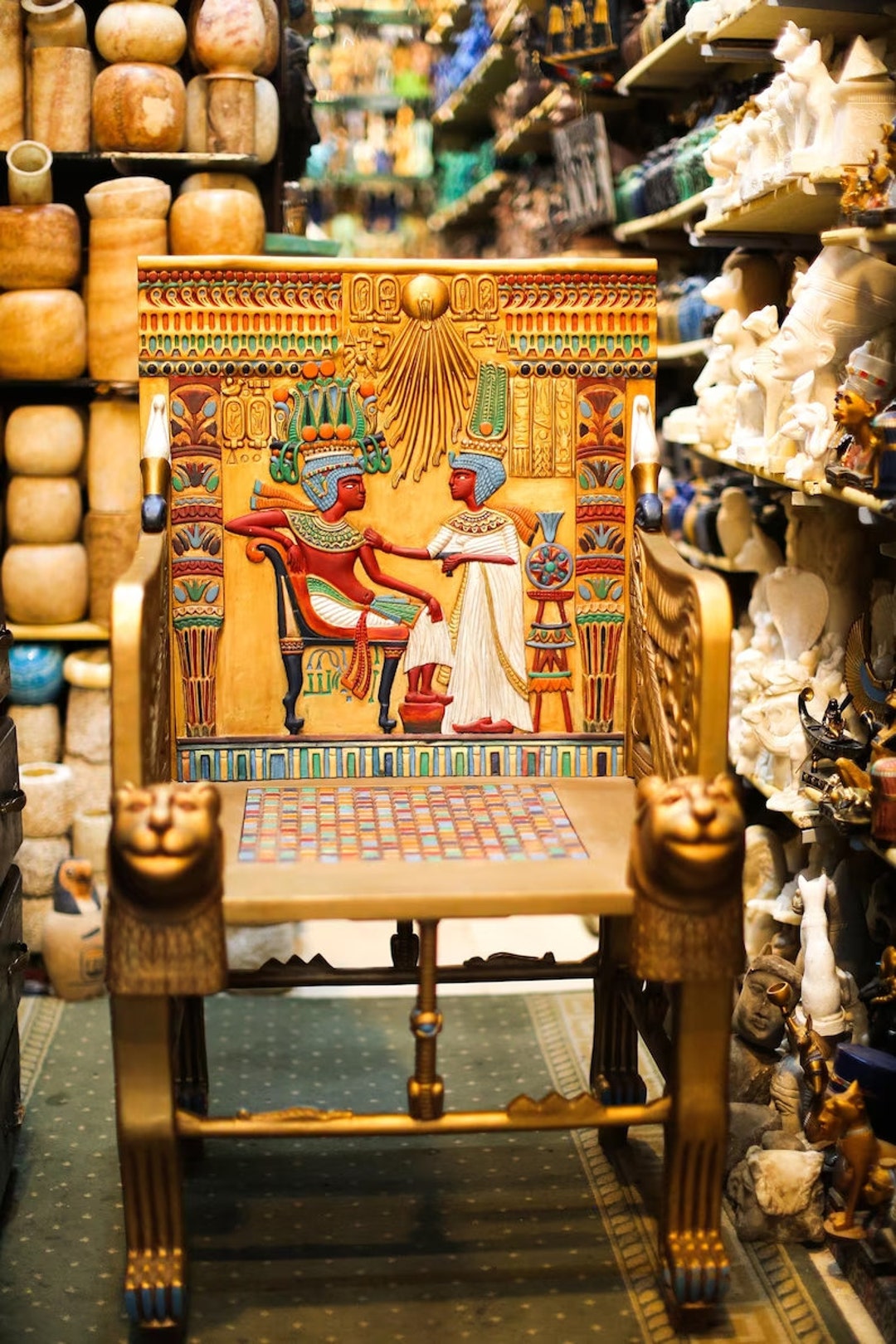 Life Size King Tutankhamun Throne, Replica Throne of King Tutankhamun ...