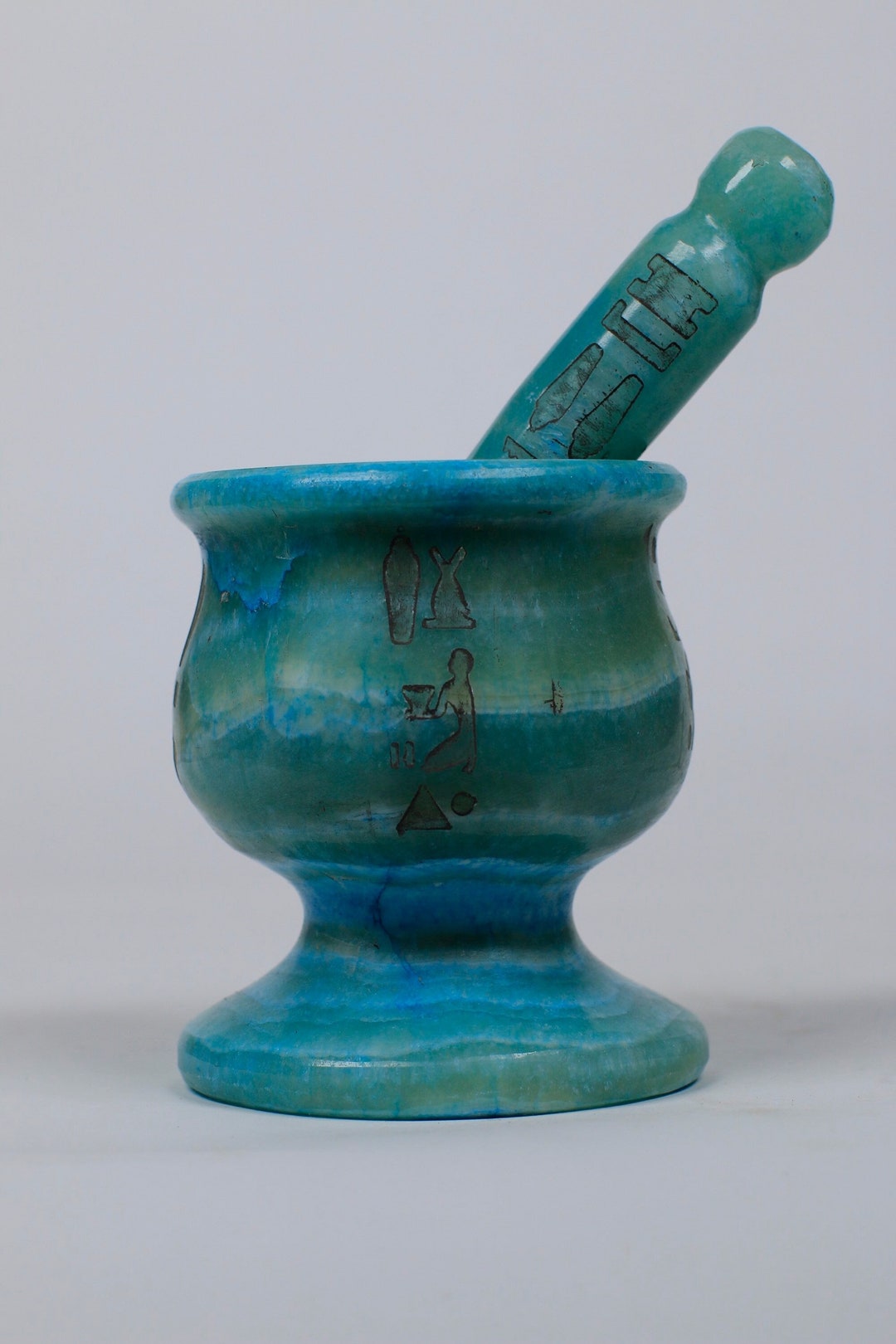 Pestle and Mortar With Rare Ancient Hieroglyphics Carving, Carved From ...