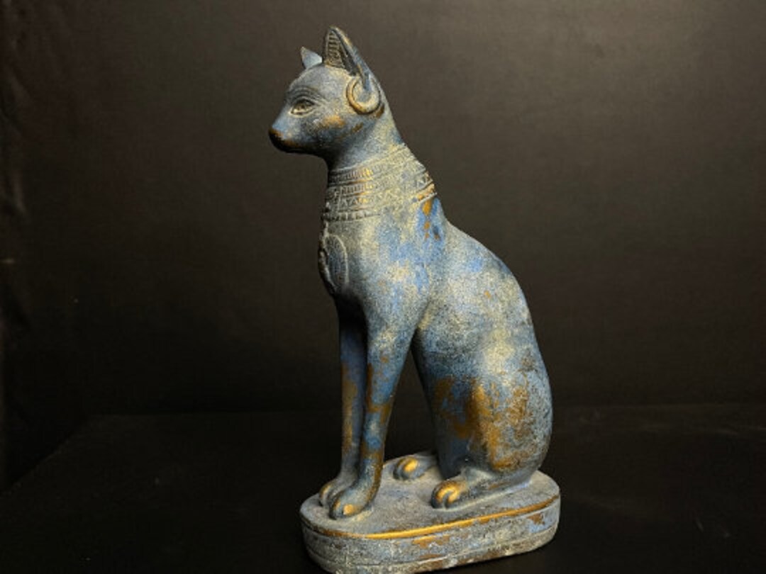 Bluestone Bastet Goddess Statue - Home Decor Cat - Bastet Figure ...
