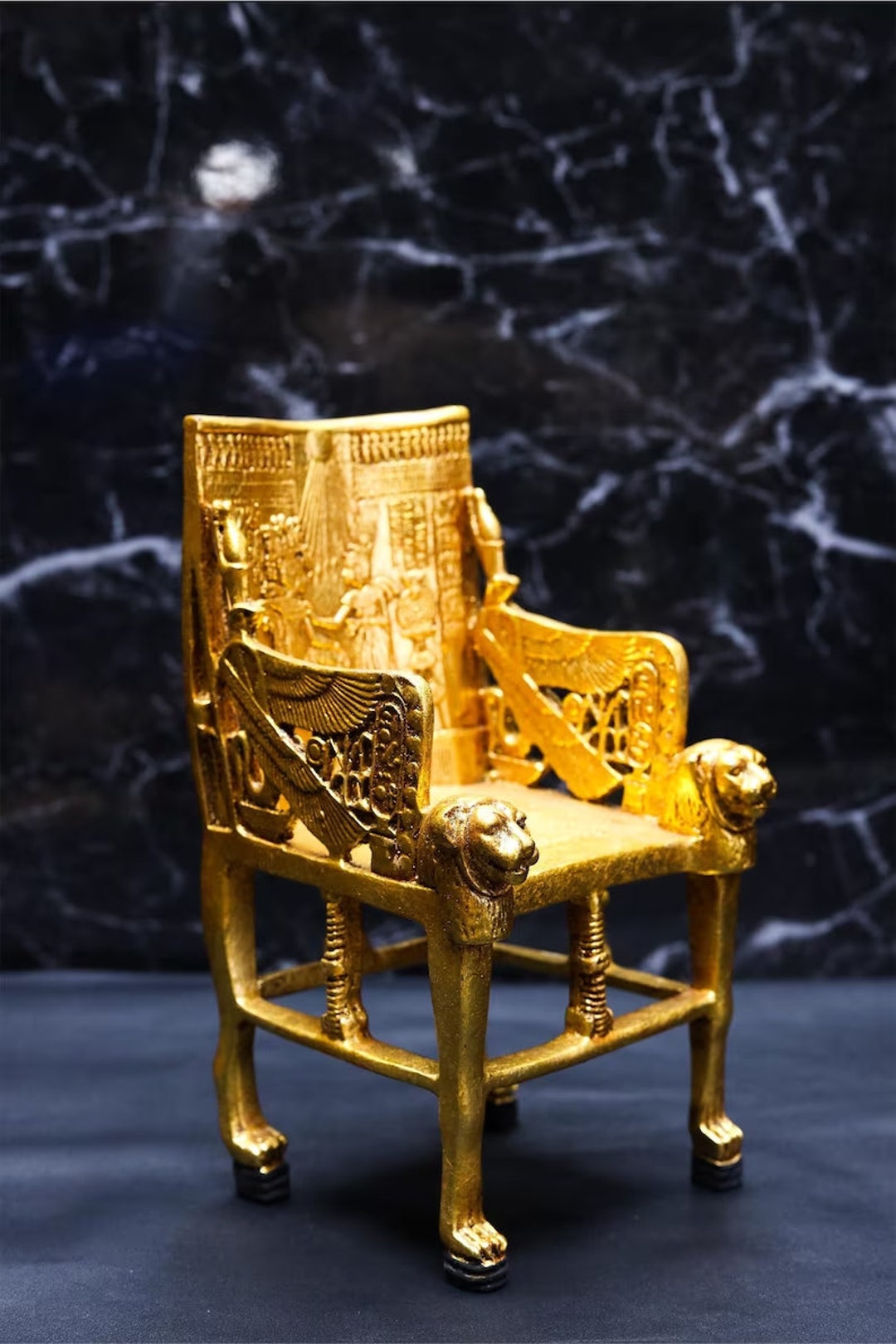 Golden King Tutankhamun's Throne With Sekhmet Goddess Head King ...