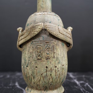 Enthralling Ancient Egyptian Lidded Jar With Captivating Hieroglyphic ...