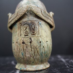 Enthralling Ancient Egyptian Lidded Jar With Captivating Hieroglyphic ...