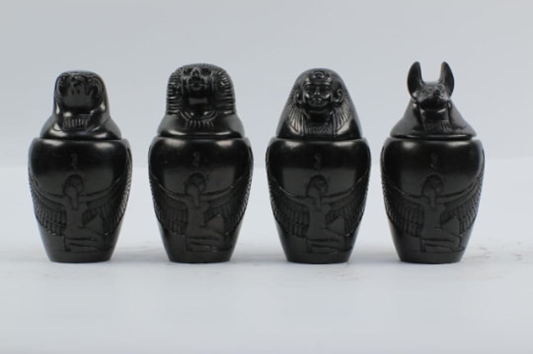 The Set of CANOPIC Jars Sons of Horus, Human-headed Imsety, Baboon ...