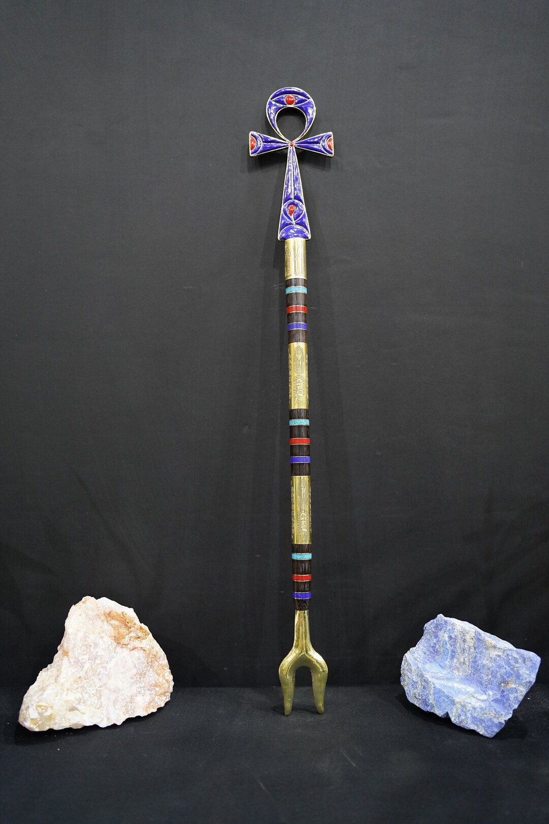 Double-faced Egyptian Gemstones ANKH ( Key of Life ) Stick, Decorative ...