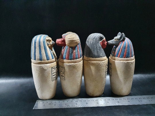 The 4 Canopic Jars Egyptian Jars Made From Limestone Altar - Etsy