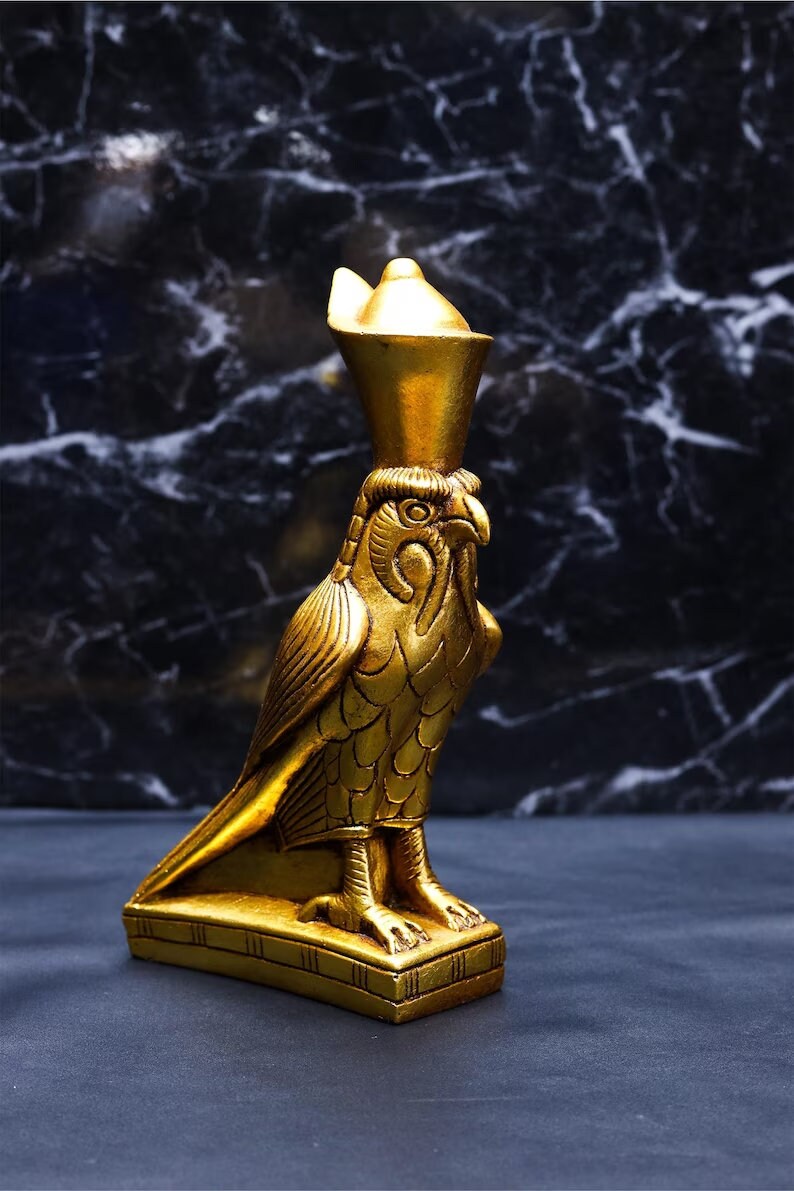 Golden Egyptian God Horus Statuette, Horus Statue, God of the Sky ...