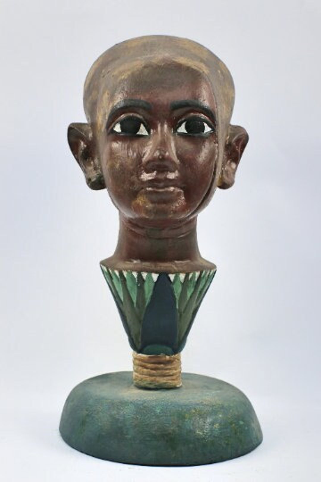 King TUTANKHAMUN Head Stands on the Lotus Flower, 11.8" Handmade ...