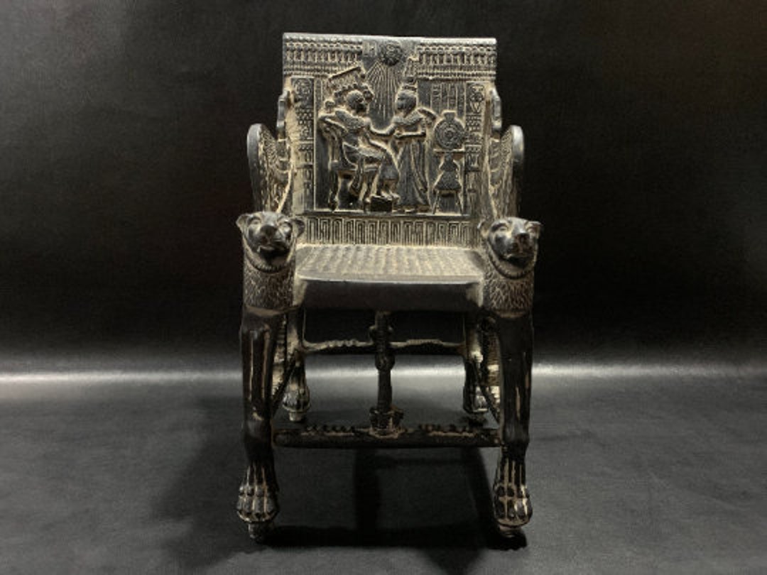 Replica King TUTANKHAMUN Throne With Sekhmet Lion Head the & Egyptian ...