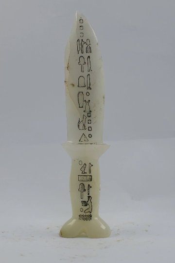 Ancient Egyptian Knife of Tut -hand Made of White Alabaster Stone With ...
