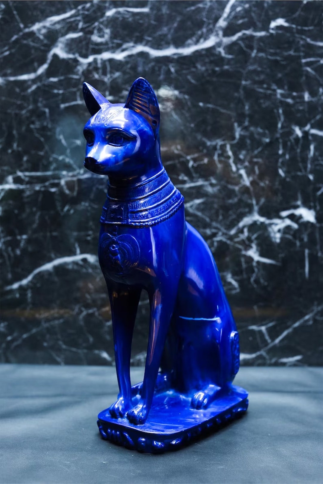 Egyptian Bastet Cat Statue, With a Pharaonic Necklace on the Neck ...