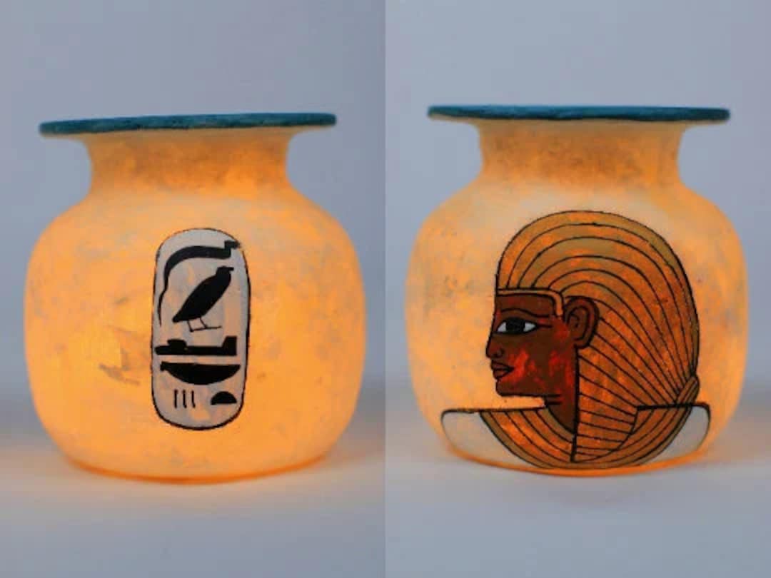 White ALABASTER Vase - Double-sided Painting (pharaonic Inscriptions ...
