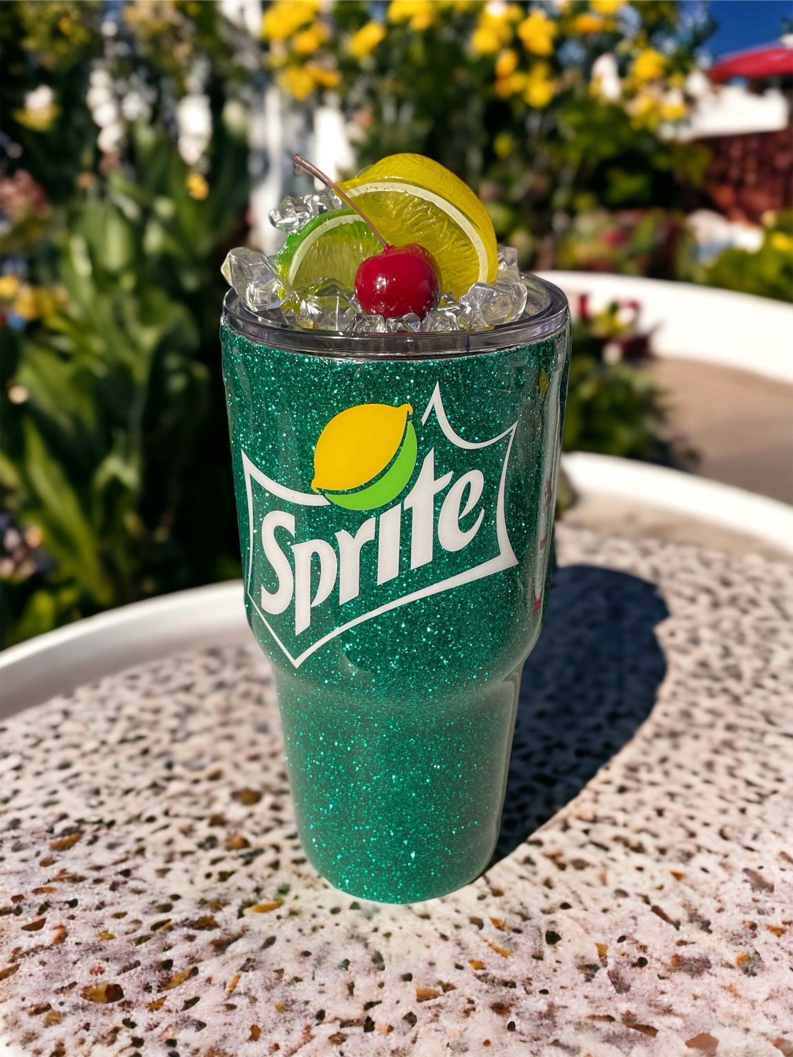 Sprite Inspired Glittered 30 Oz Tumbler With Faux Ice and Fruit - Etsy
