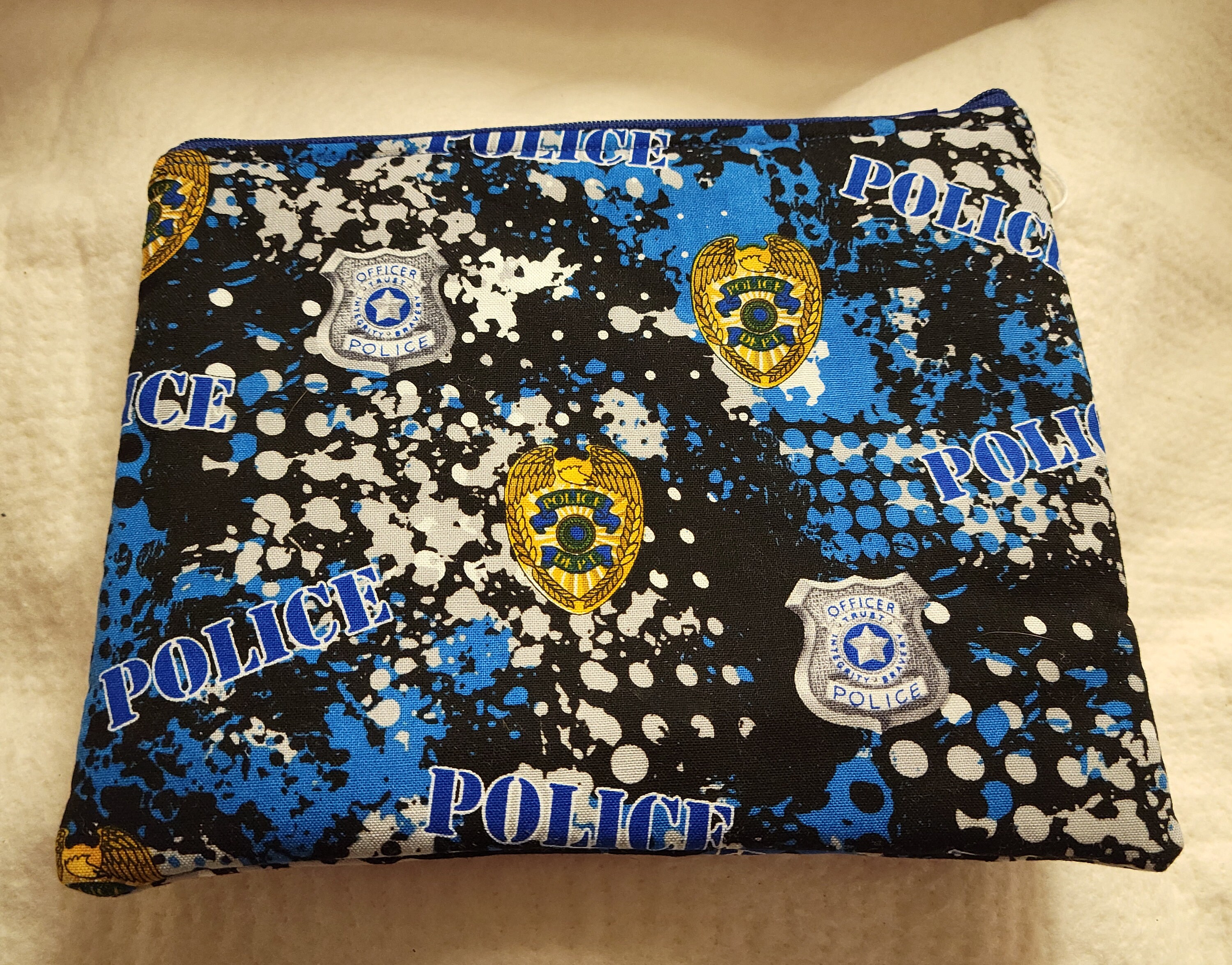 Police Zipper Bag, Handmade Cotton Pouch - Etsy