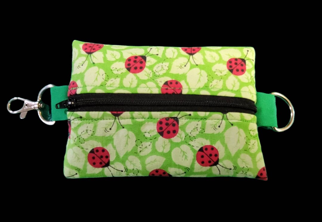 Ladybug Zipper Bag, Handmade Cotton Pouch, Natural Coin Purse With ...