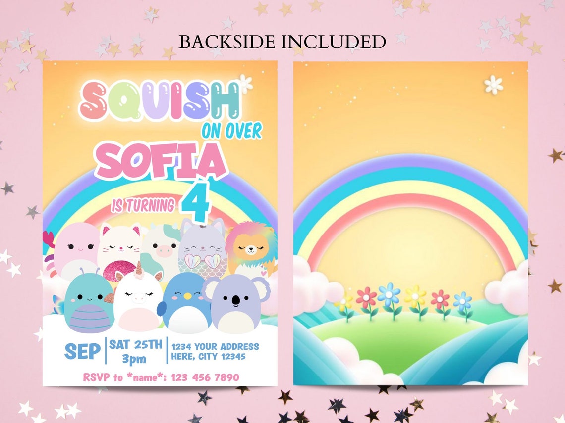 SQUISHMALLOW INVITATION Birthday Squishmallow Party Etsy